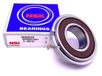NSK 6205 DDU NR Ball Bearing, Rubber Sealed + Snap Ring 6205 2RS NR ...