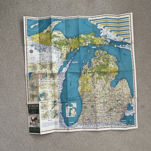 Vintage Official 1956 Michigan Highway State Road Map Near Mint Deer | eBay
