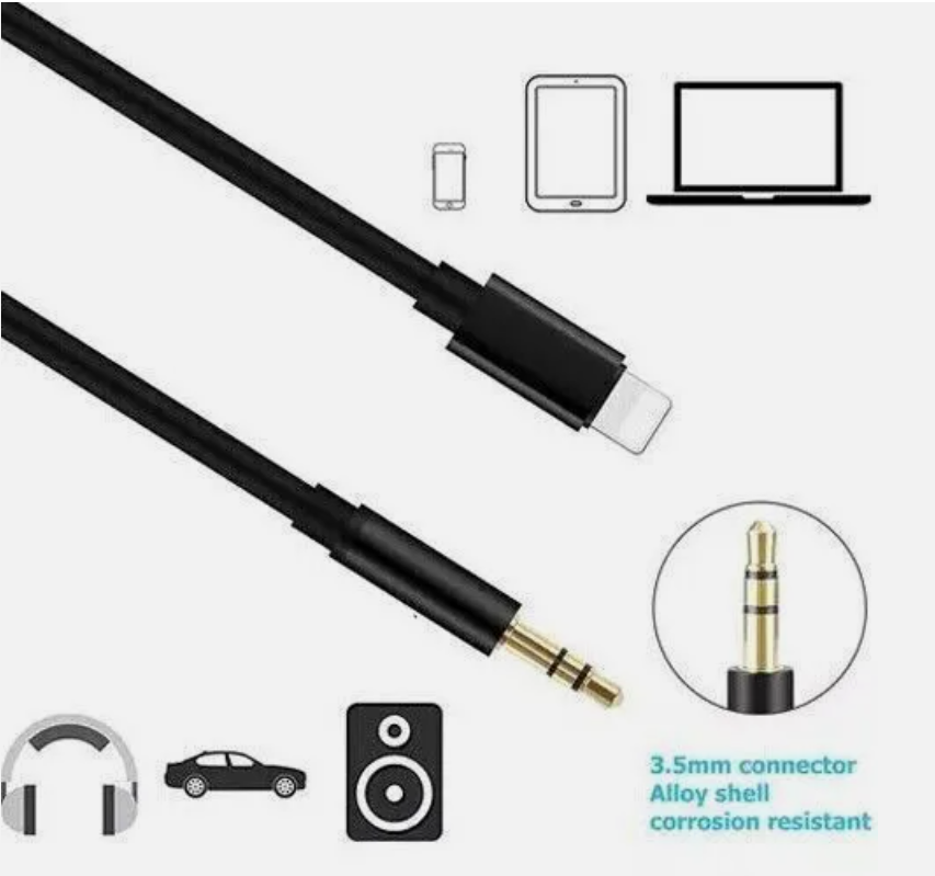 For iPhone to 3.5mm Aux Audio Adapter Cable Cord Jack iPhone 14 13 12 ...