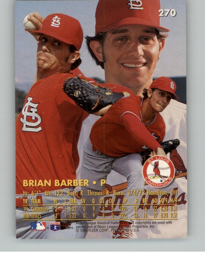 1996 Fleer Ultra Brian Barber 270 St. Louis Cardinals Gold Medallion | eBay