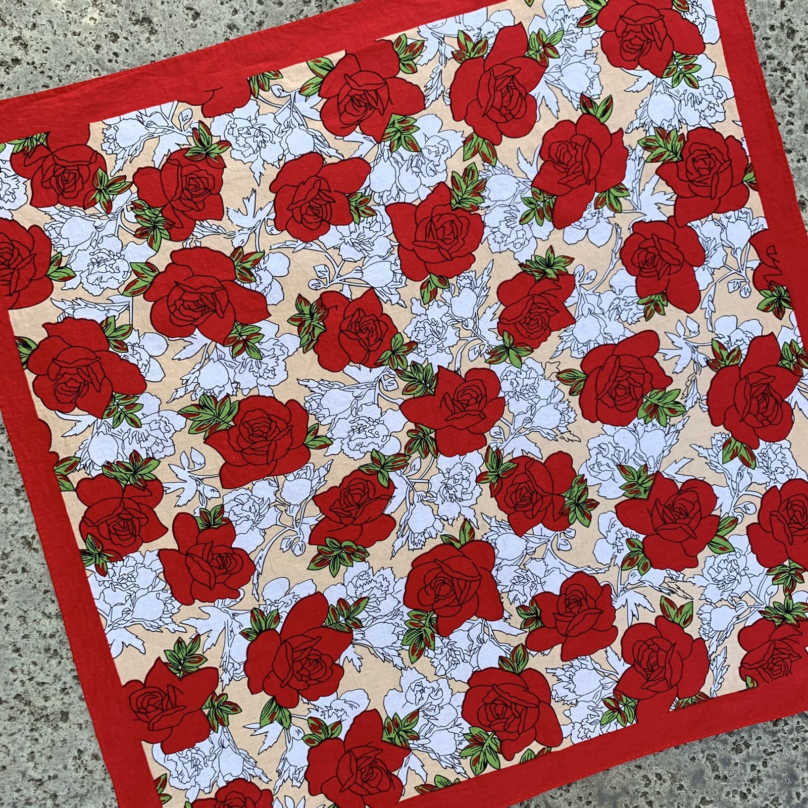 Vintage Bandana 90s Roses Floral Flower Hippie Colorf… - Gem