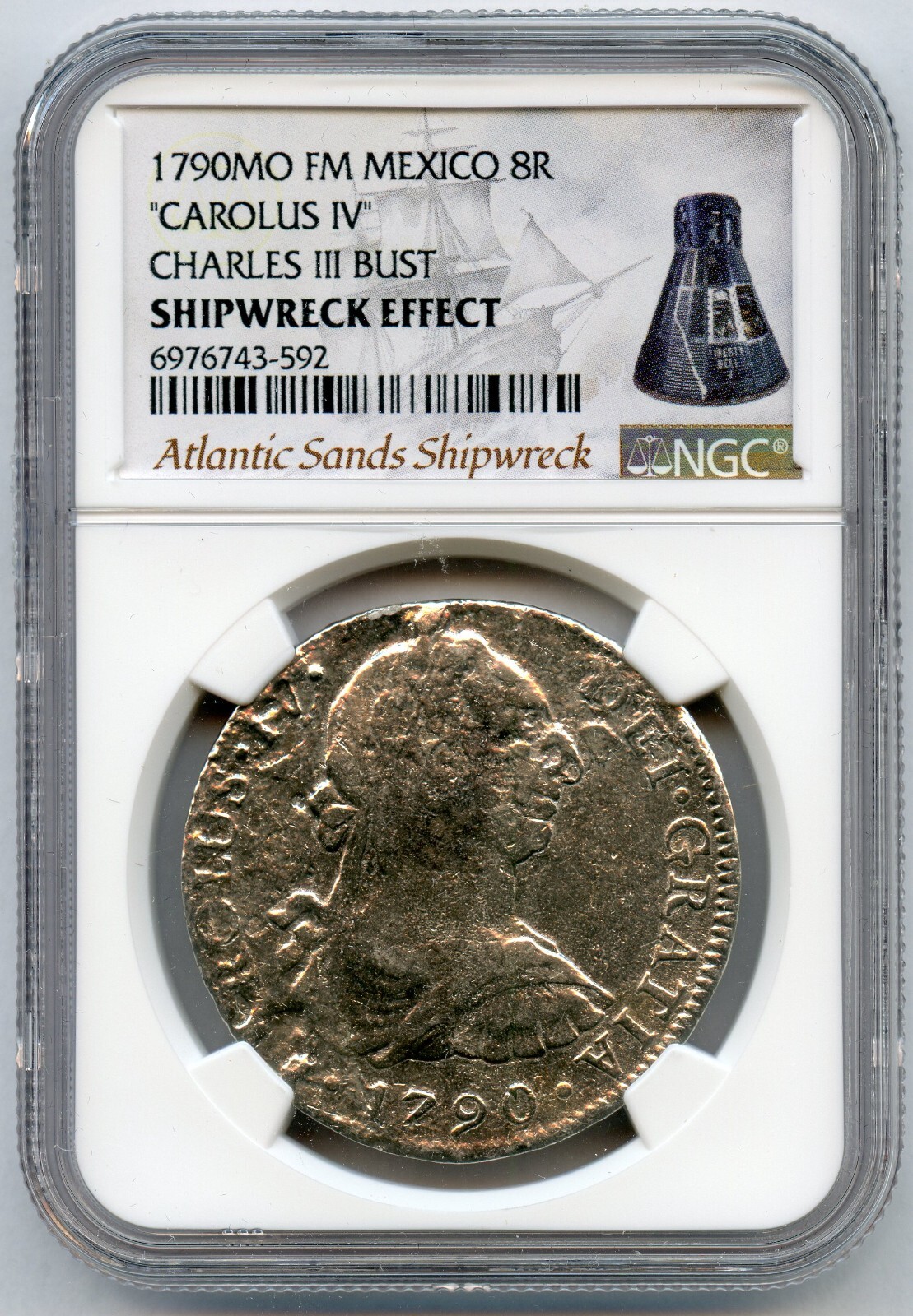 1790 Mexico 8 Reales Silver Coin Atlantic Sands Shipwreck NGC Certified ...