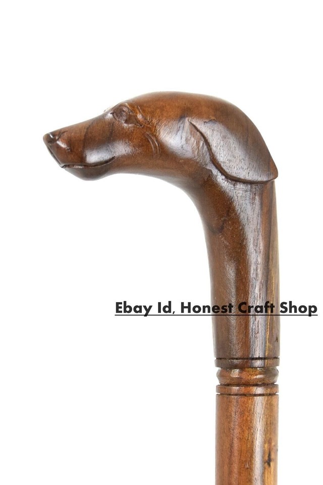 HandcraftedWooden Hiking Dog Head Handle Wooden Walking Stick Walking ...
