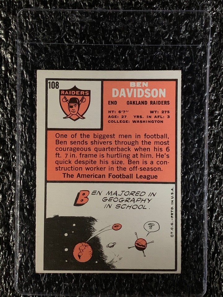 1966 Topps Football #108 Ben Davidson EX/MT | eBay