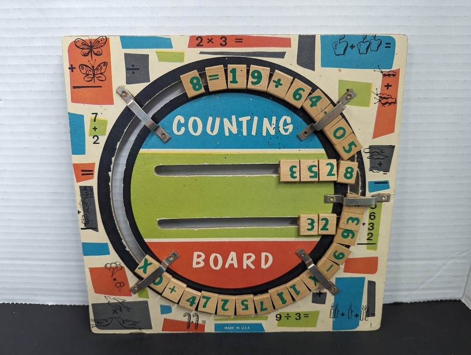 Vintage Spelling Counting Board Bar-Zim Product 10" x 10" Rare Old ...