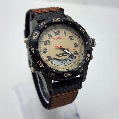 TIMEX EXPEDITION BROWN/GREEN T45181 INDIGLO ALARM CHRONOGRAPH MEN'S ...