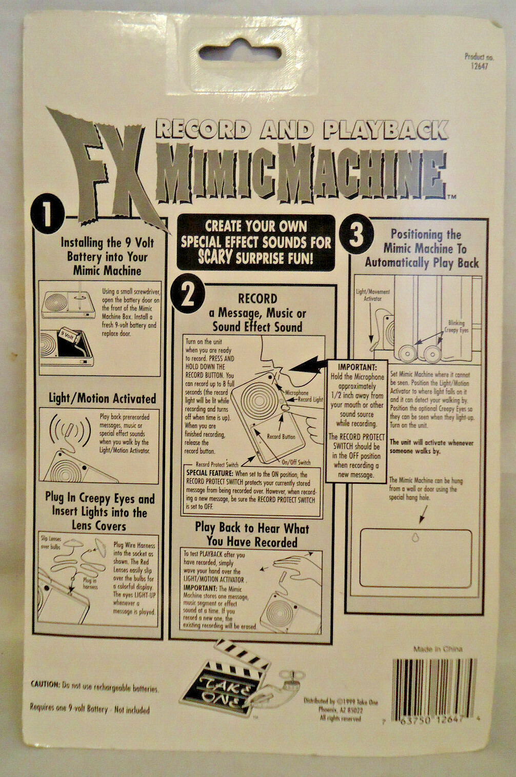 VINTAGE 1999 "MIMIC MACHINE" RECORD AND PLAYBACK GREAT FOR HALLOWEEN ...