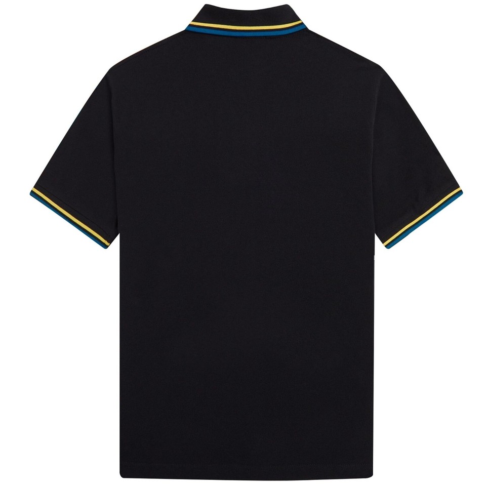 Fred Perry Polo M3600 Double Tipped black/ylc/cyan Size: M | eBay