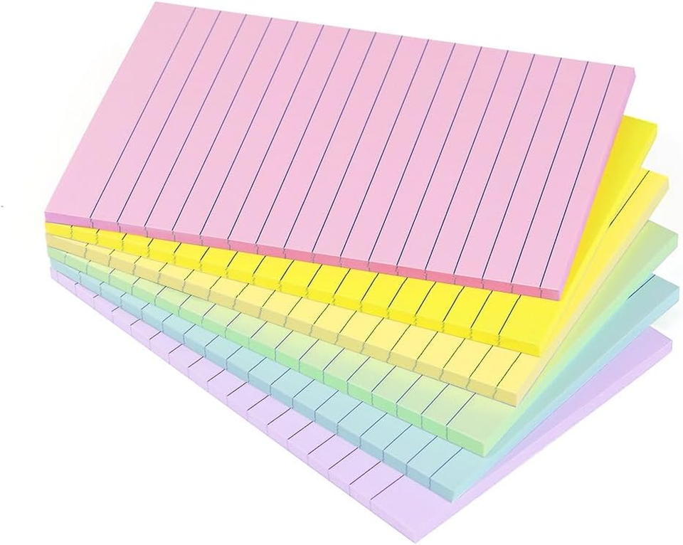 Lined Sticky Notes 4X6 in Pastel Ruled Post Stickies Colorful Super ...