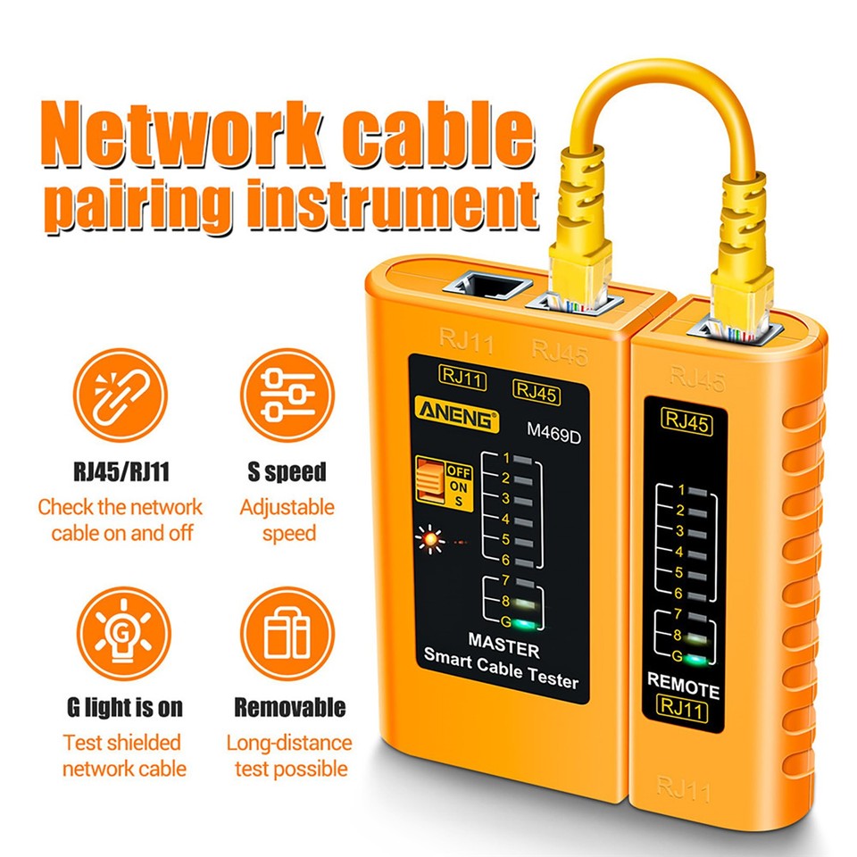 Networks Cable Tester Tool Ethernet RJ45 RJ11 LAN Wire Telephone Cable ...