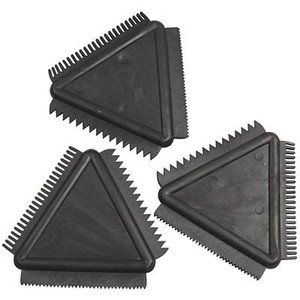 3 x Scrapper Set Rubber Texture Combs Paint/Clay Designs 3 Tooth Sizes ...