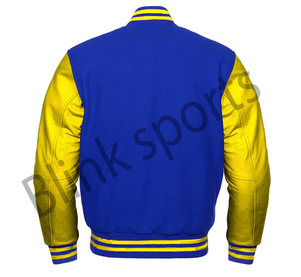 Letterman Varsity Jacket Royal Blue Wool Body And Yellow Leather ...