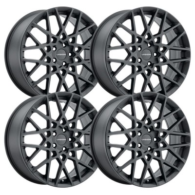 (Set-4) Vision 474 Recoil 20x8.5 5x4.25 5x108 35mm Satin Black Wheels ...