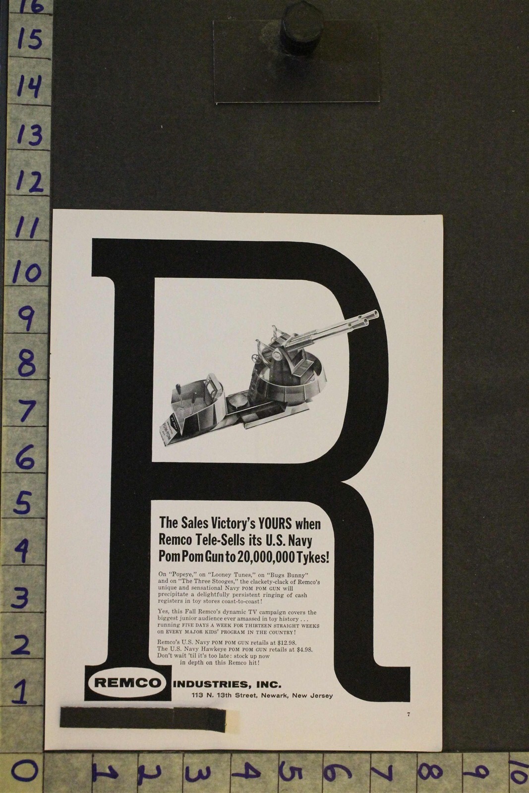 1958 TOY AD REMCO MILITARY NAVY POM GUN WEAPON GUN POPEYE BUGS STOOGE ...