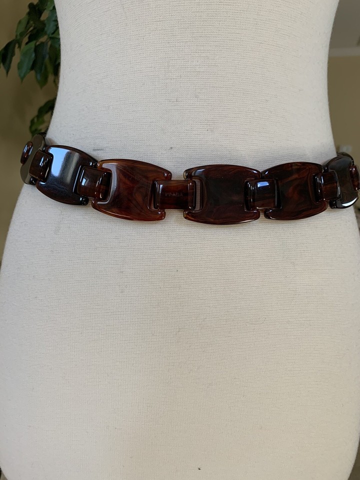 DESIGNER AUTHENTIC PRADA TORTOISE SHELL (Faux) BELT SMALL VINTAGE SAKS ...