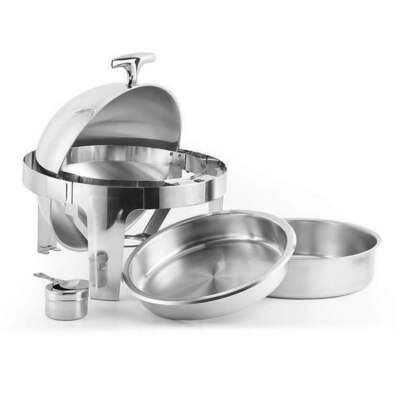 US Stainless Steel Clamshell Buffet Stove With Round Water Pan & 1Round ...