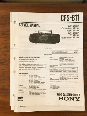 Sony CFS-B11 RADIO CASSETTE Service Manual *Original* | eBay