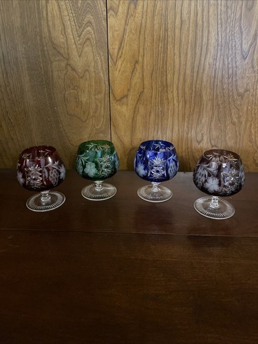 SET OF 4 NACHTMANN СRYSTAL TRAUBE MULTICOLOR BRANDY GLASSES/SNIFTERS #2 ...