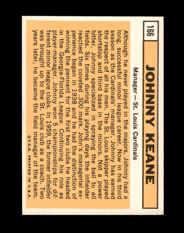 1963 Topps Set-Break #166 Johnny Keane Mgr NR-MINT *GMCARDS* | eBay