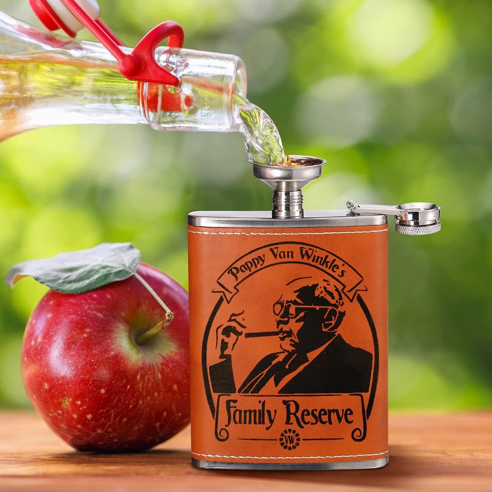 Pappy Van Winkle Bourbon Whiskey Leather Flask KY Bourbon Trail ...