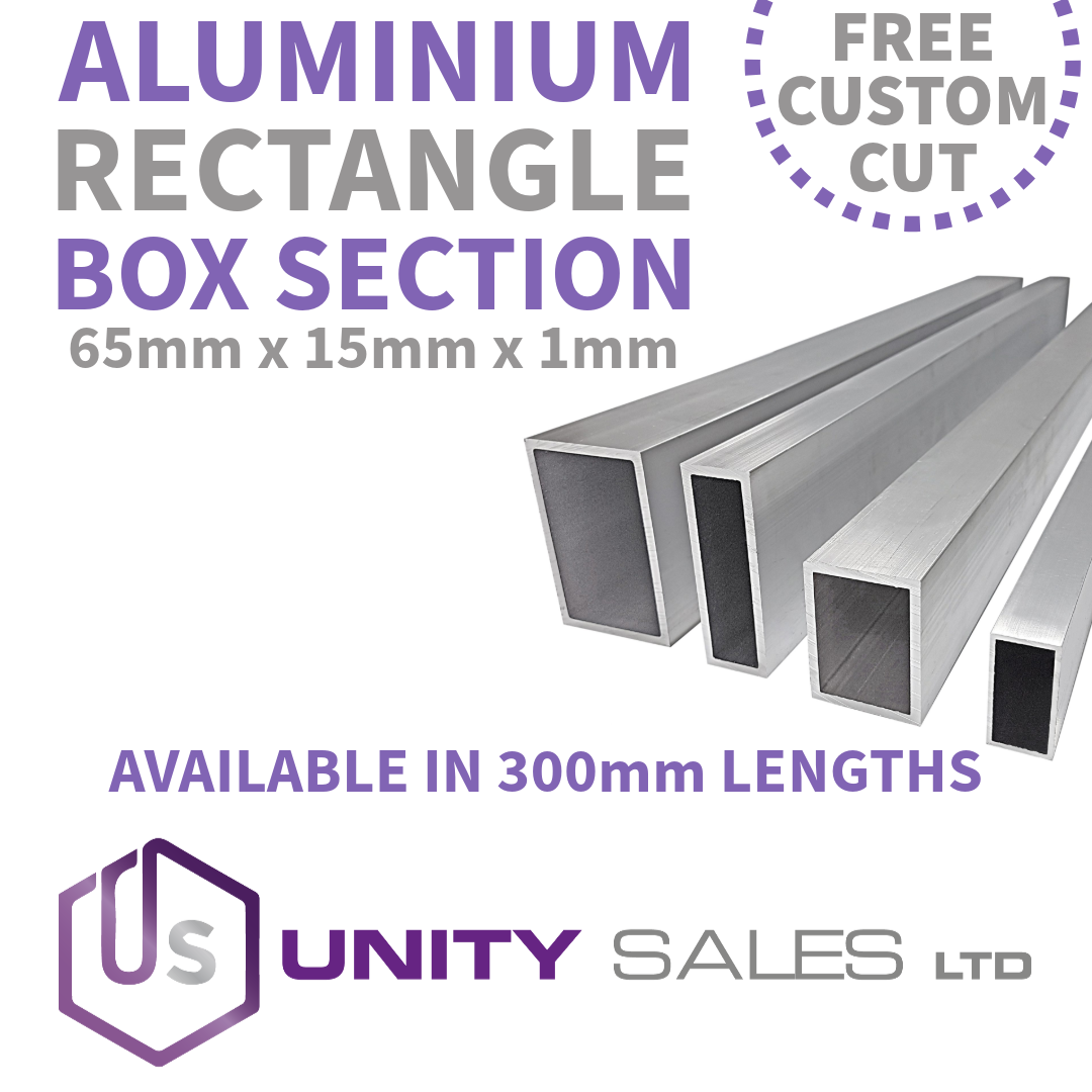 65mm x 15mm x 1mm ALUMINIUM RECTANGLE BOX SECTION-300mm LENGTHS-FREE ...