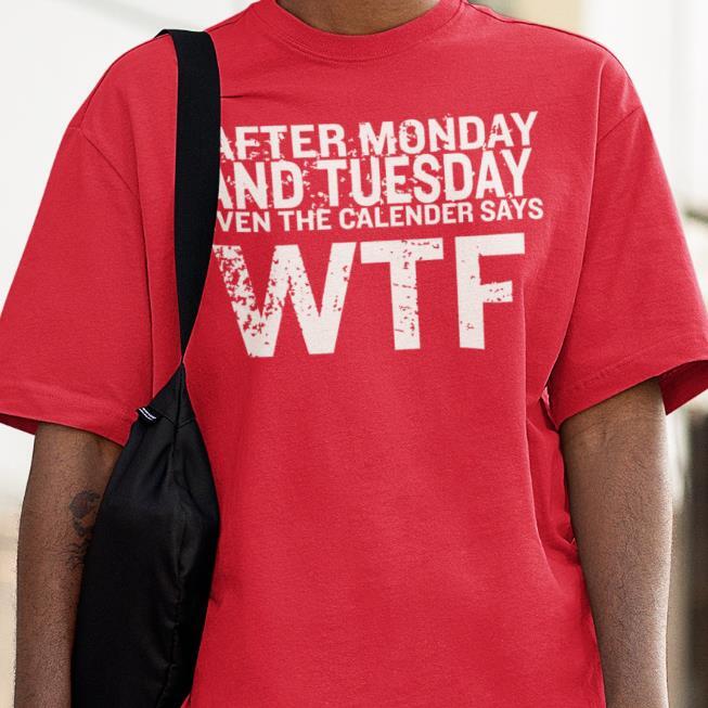 AFTER MONDAY and TUESDAY even the CALENDER says WTF - Funny T Shirt | eBay
