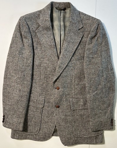 Harris Tweed Scottish Wool Sport Coat Sz 38S Country Woven Knit Brown ...
