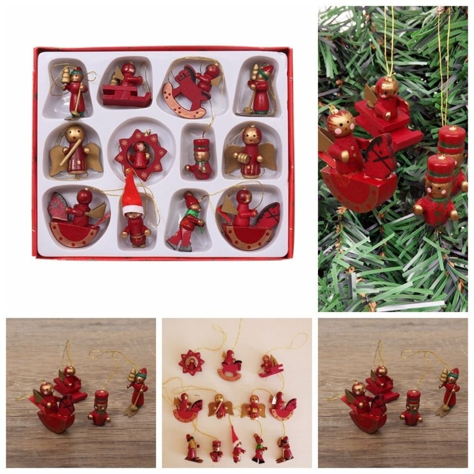 Christmas Craft Set 12 Pcs Creative Hanging Wooden Decorations ...