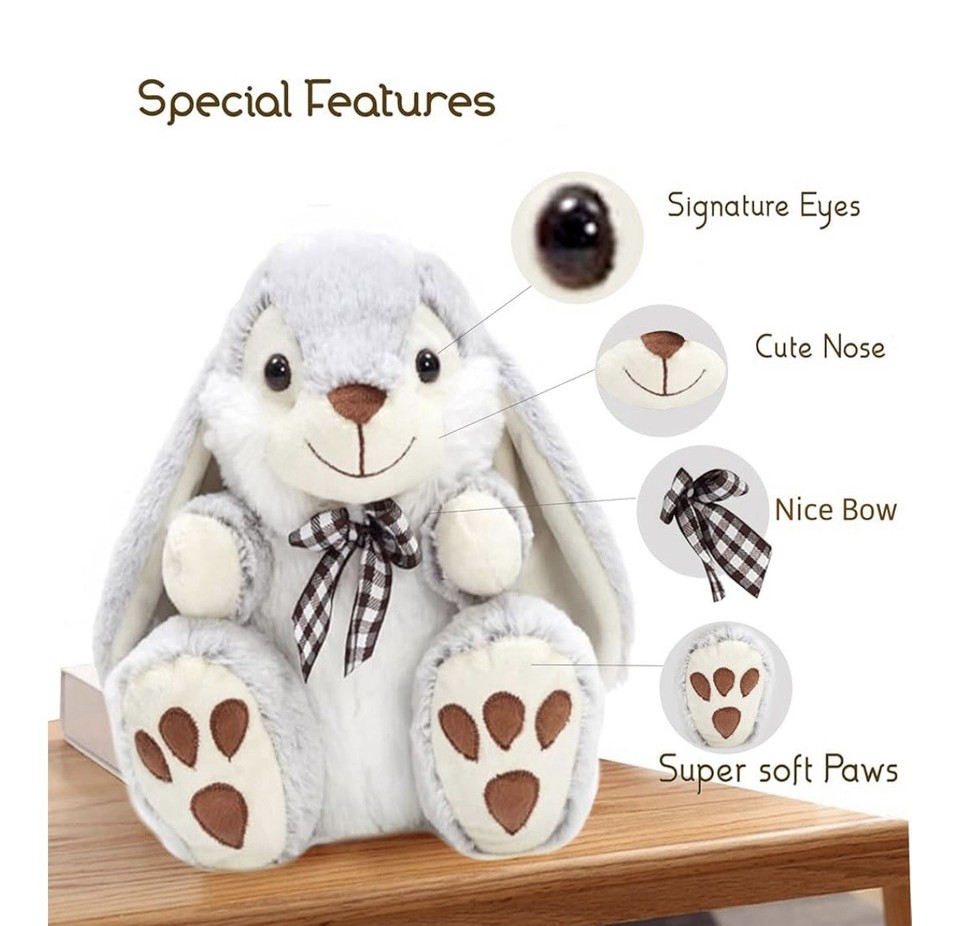 Easter gift Bunny Teddy Bear 25cm Soft & Cuddly Rabbit Stuffed | eBay UK