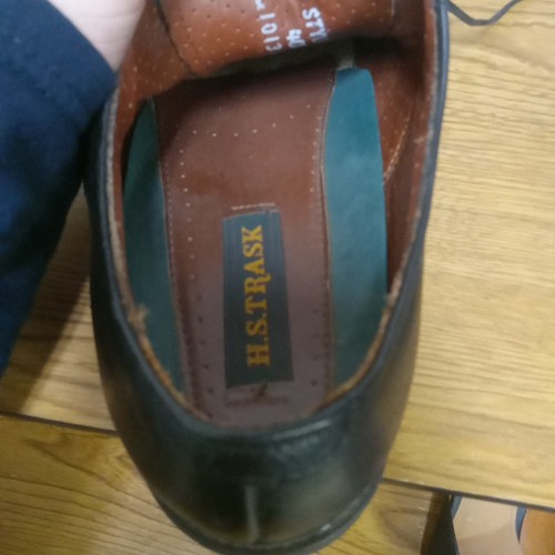 HS Trask Men's Size 9.5 WIDE Leather Lace Up Black Shoes Office Made in ...