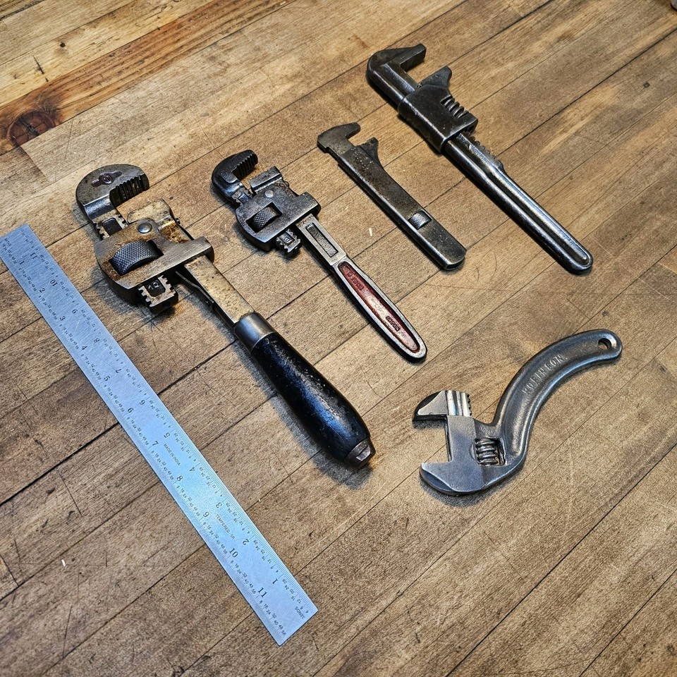 ANTIQUE Old Tools ADJUSTABLE WRENCH Size & Type Set Rare Wrenches ...