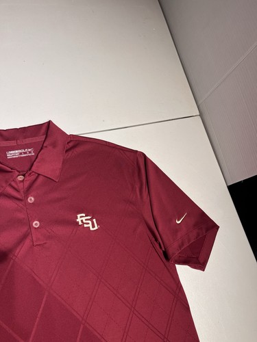 FSU Shirt Men's Large Red Striped Nike Fit Dry Polo Florida State ...