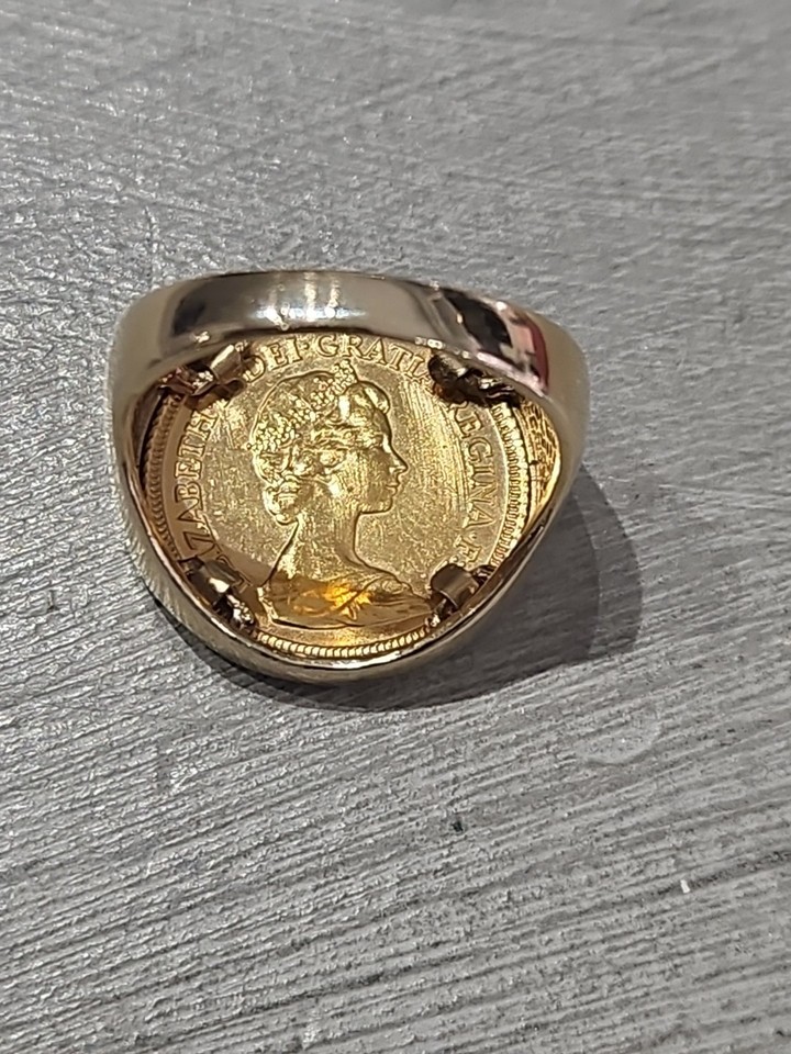 9ct Yellow Gold Mount Half Sovereign 1982 Ring Size S | eBay UK
