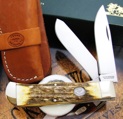 Moore Maker USA Stag Bullet Trapper Knife 2021 Carbon Steel GREAT 1 2 ...