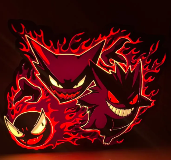 Gastly Pokémon 3D Printed LED Light Box – Ghost Type Night Light ...