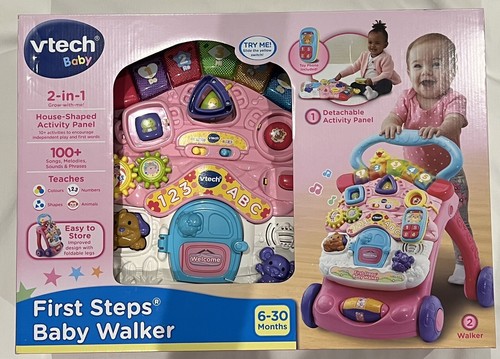 VTech First Steps Baby Walker Pink Toys With Detachable Learning Centre ...