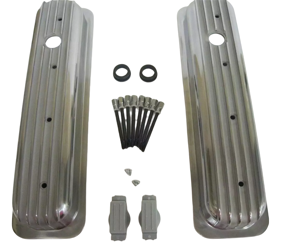 Finned Aluminum Short Valve Covers w/Center Bolt for 1987-97 Chevy 350 ...