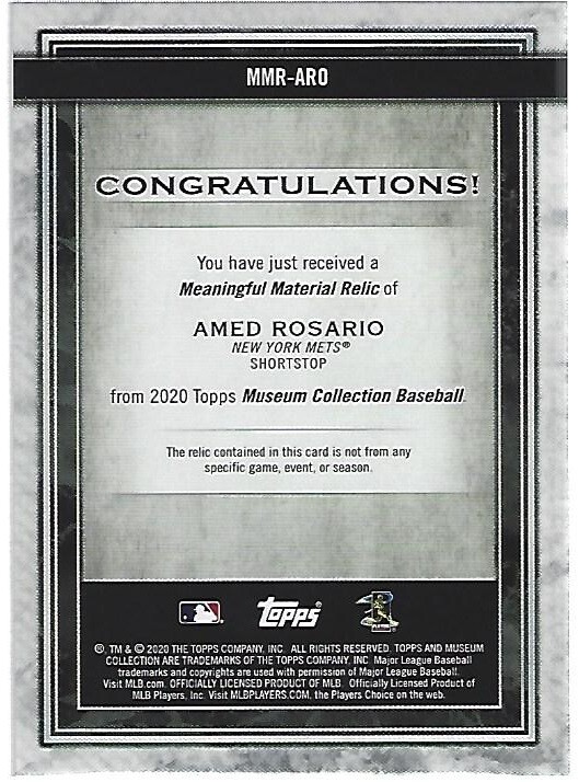 2020 Topps Museum Collection Meaningful Material Amed Rosario Patch #ed ...