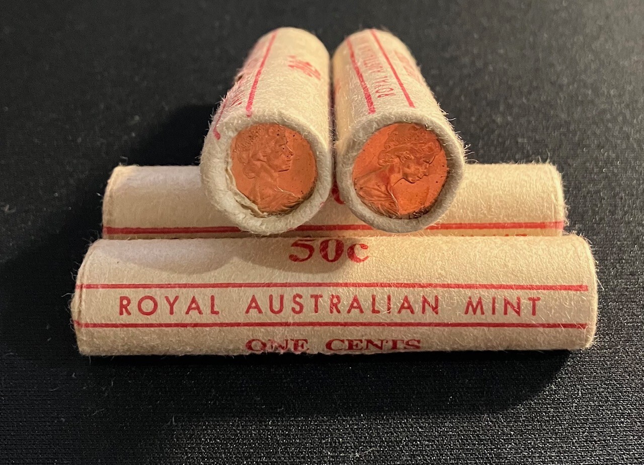 1981 Australia One Cent 1c UNC Royal Australian Mint Roll of 50 coins H ...