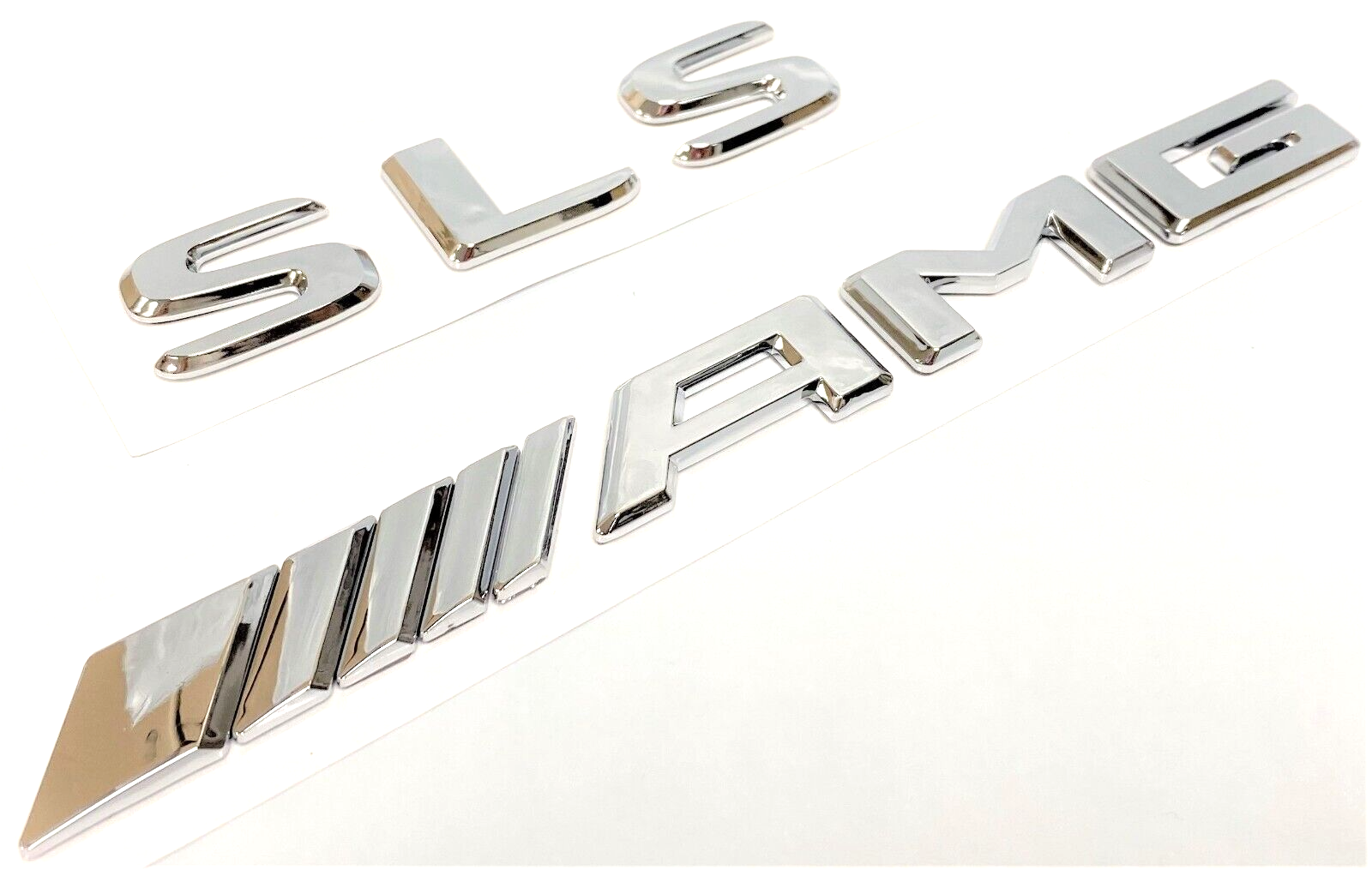 #2 SLS + AMG CHROME FIT MERCEDES SLS REAR TRUNK NAMEPLATE EMBLEM BADGE ...