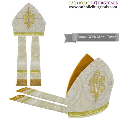 New Metallic Gold Mitre with IHS embroidery,mitra,Bishop's Mitre, New ...