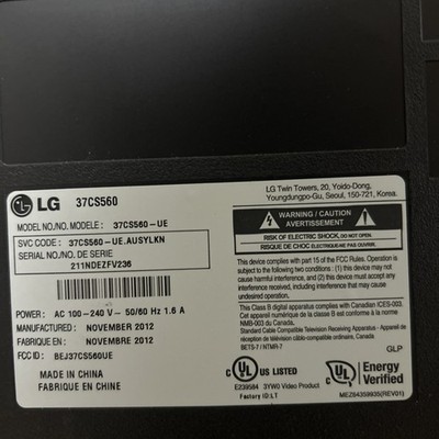 LG 37CS560 Television | eBay