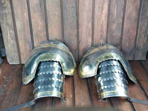 pair of pauldrons Hussar shoulders protection greek steel armor Larp ...