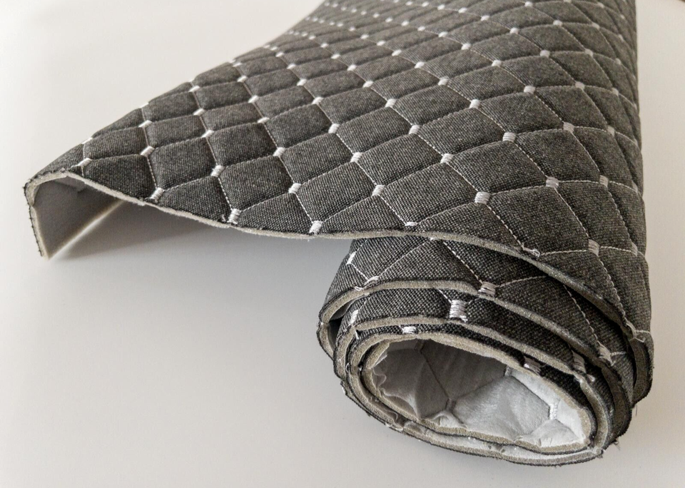 GRAY/WHITE Diamond Stitch Embossed Fabric Lining Car Upholstery ...