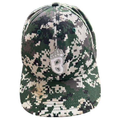 B with Claws in White on a Green Gray Black Digital Camouflage Hat Cap ...