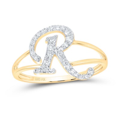 0.20cttw Diamond Initial Letter R Ring 14k Yellow Gold Womens | eBay