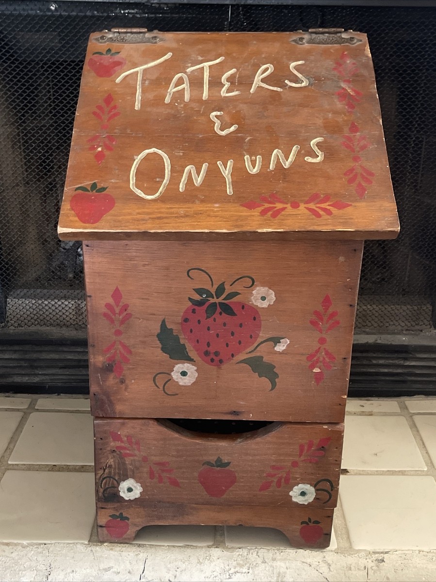 Antique Wooden Onion Bin