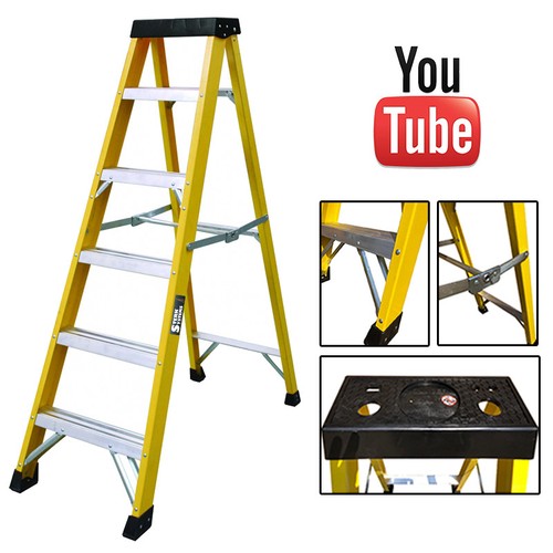 Electricians Heavy Duty Tread EN131 Fibreglass Step Ladder 30000v - 6 ...