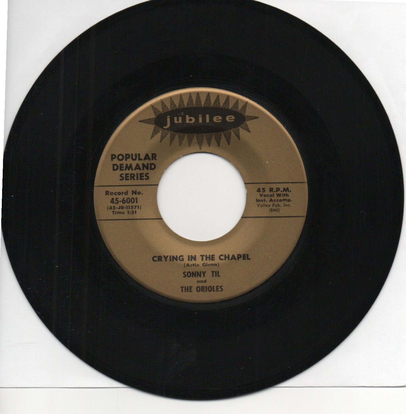 Sonny Til and The Orioles Crying in The Chapel On Jubilee Re Release | eBay