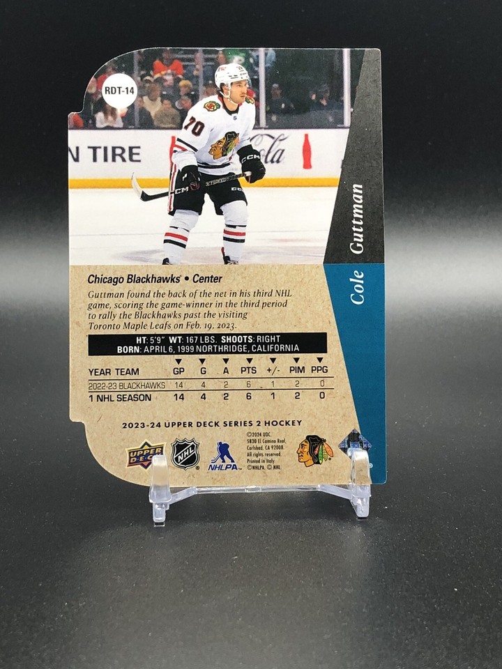 Cole Guttman 2023-24 Upper Deck Series 2 Red Die Cut Chicago Blackhawks ...